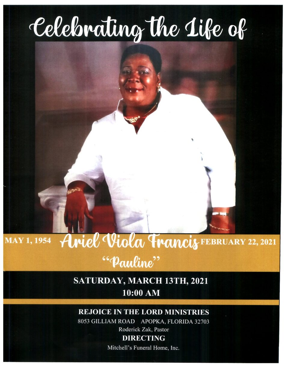 Mrs. Ariel Viola Francis – Mitchells Funeral
